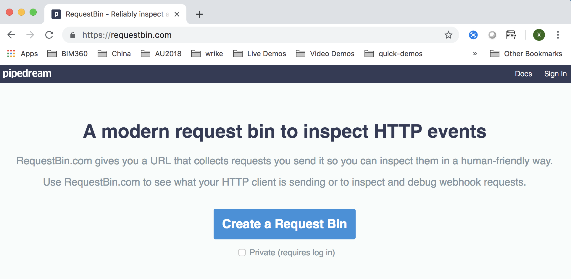 Practice with WebHook by RequestBin | Autodesk Platform Services